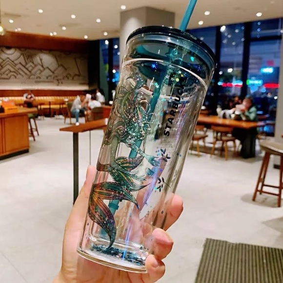 Starbucks | Other | Starbucks China Glass Siren Glitter Cup Mermaid Anniversary Tumbler Venti ...